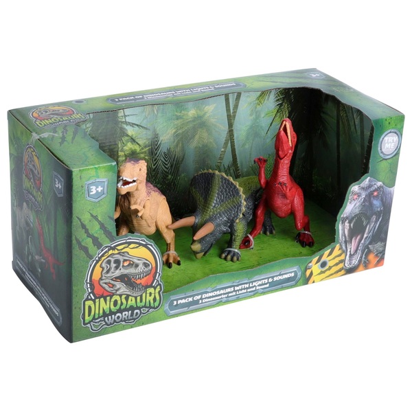 Dinosaurs World Dinosaurier Figuren mit Licht & Sound 3er Set | Smyths ...