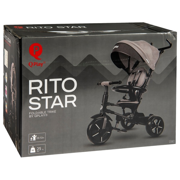 QPlay Dreirad und Buggy Rito STAR mit Stange und Verdeck grau | Smyths ...