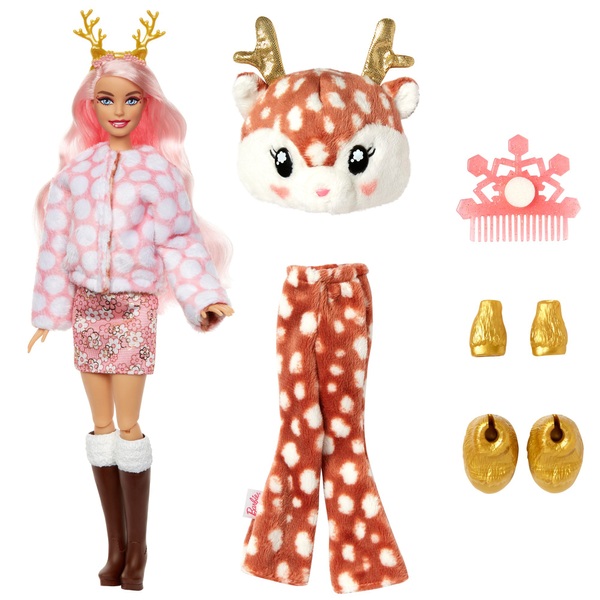 Barbie Cutie Reveal Puppe im Reh-Kostüm mit Farbwechsel (Winter Sparkle ...