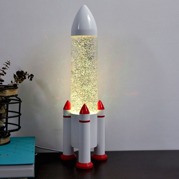 Rocket Twister Raketen-Lampe mit Glitzer und verschiedenfarbigem Licht ...