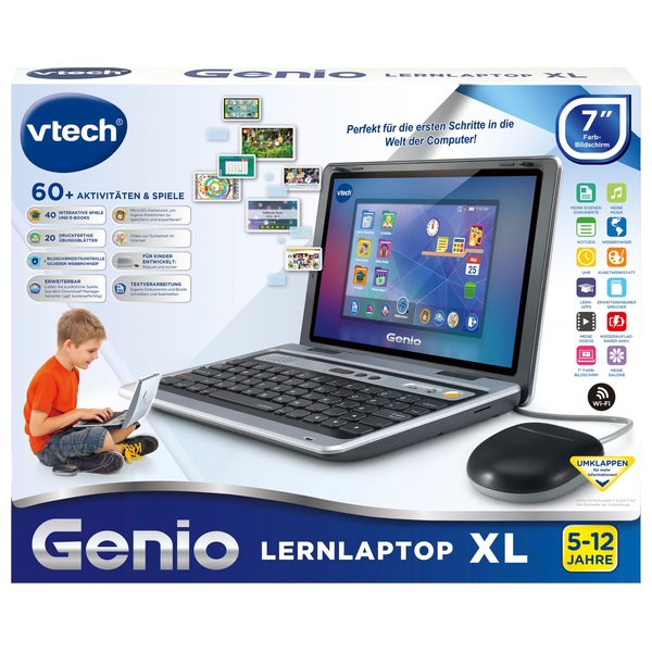 VTech Lerncomputer Genio Lernlaptop XL für Kinder grau | Smyths Toys ...
