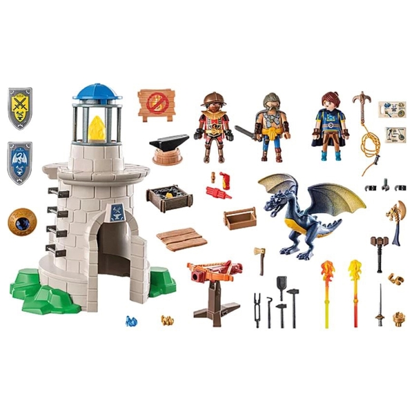 PLAYMOBIL Novelmore 71483 Ritterturm mit Schmied und Drache | Smyths ...