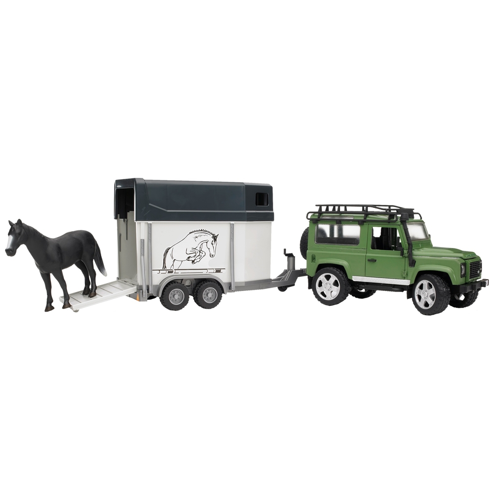 Bruder Land Rover Defender with Horse Trailer 1:16 Scale | Smyths Toys UK