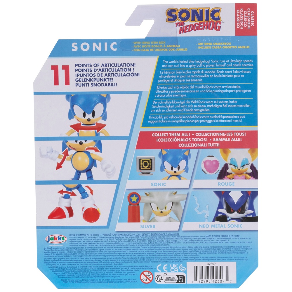 Sonic the Hedgehog Action Figure Classic Sonic with Ring Monitor 10cm ...