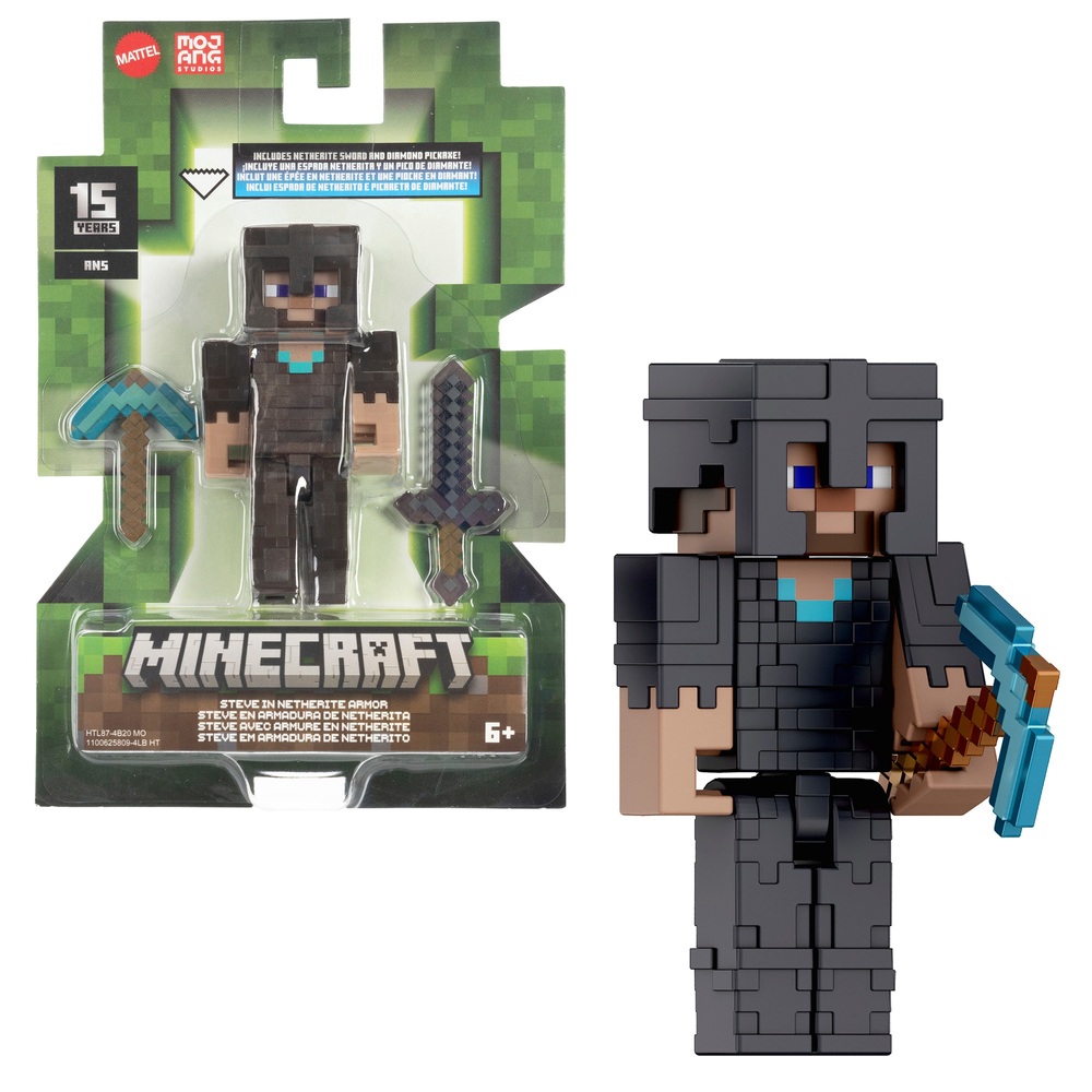 Minecraft 8cm Steve in Netherite Armor Figure | Smyths Toys UK