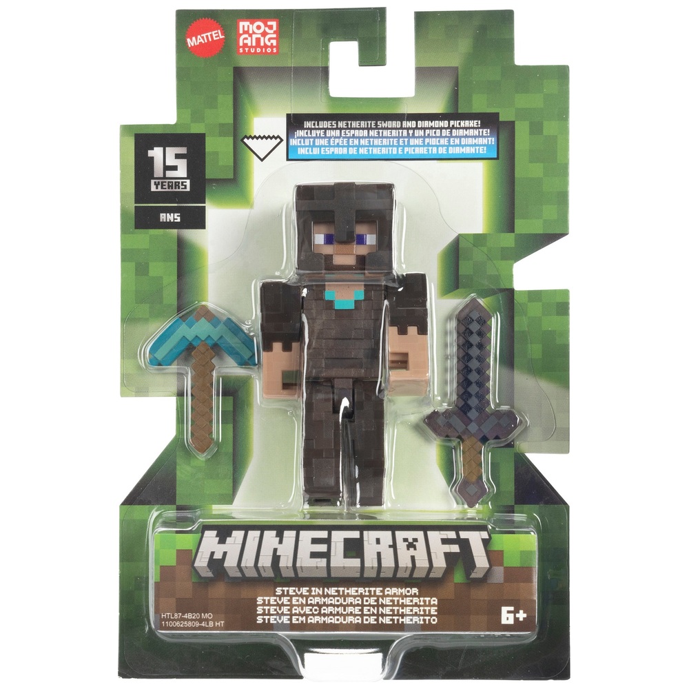 Minecraft 8cm Steve In Netherite Armor Figure Smyths Toys Uk