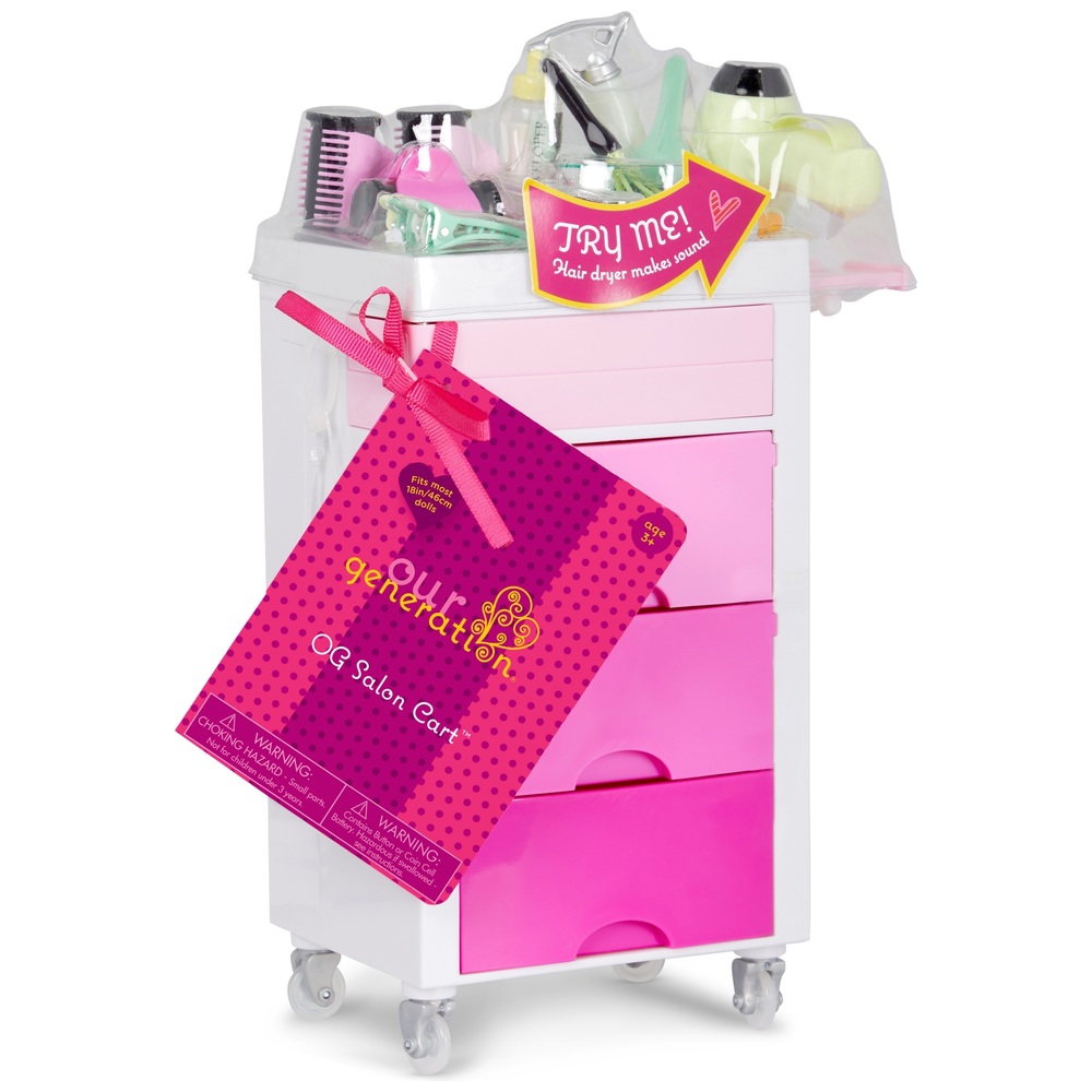 Our Generation Salon Cart and Hair Styling Accessories Playset | Smyths ...