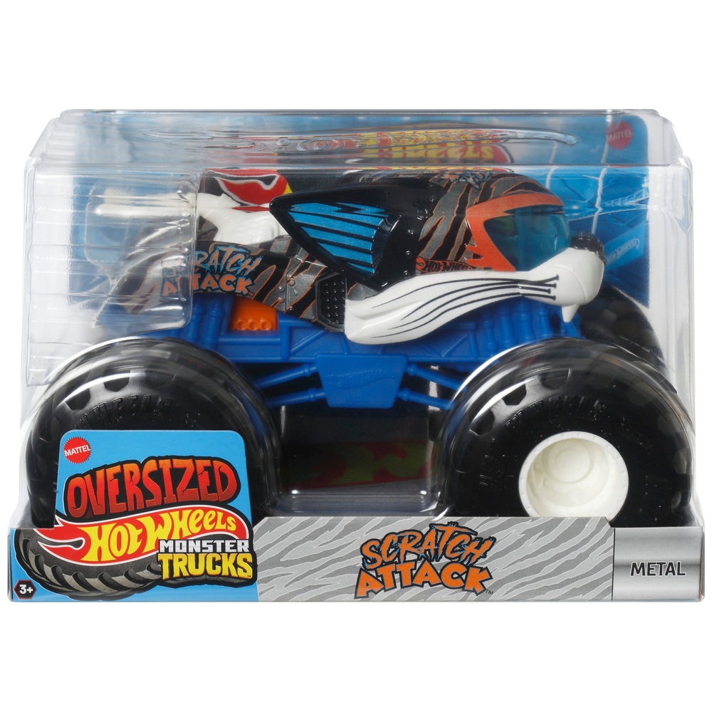 Hot Wheels Monster Trucks 1:24 Oversized Scratch Attack Vehicle ...