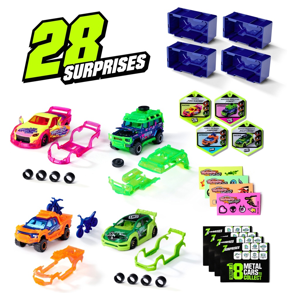 Majorette Tune Ups Serie 3 Spielzeugautos mit Neon Effekten im 4er Pack ...