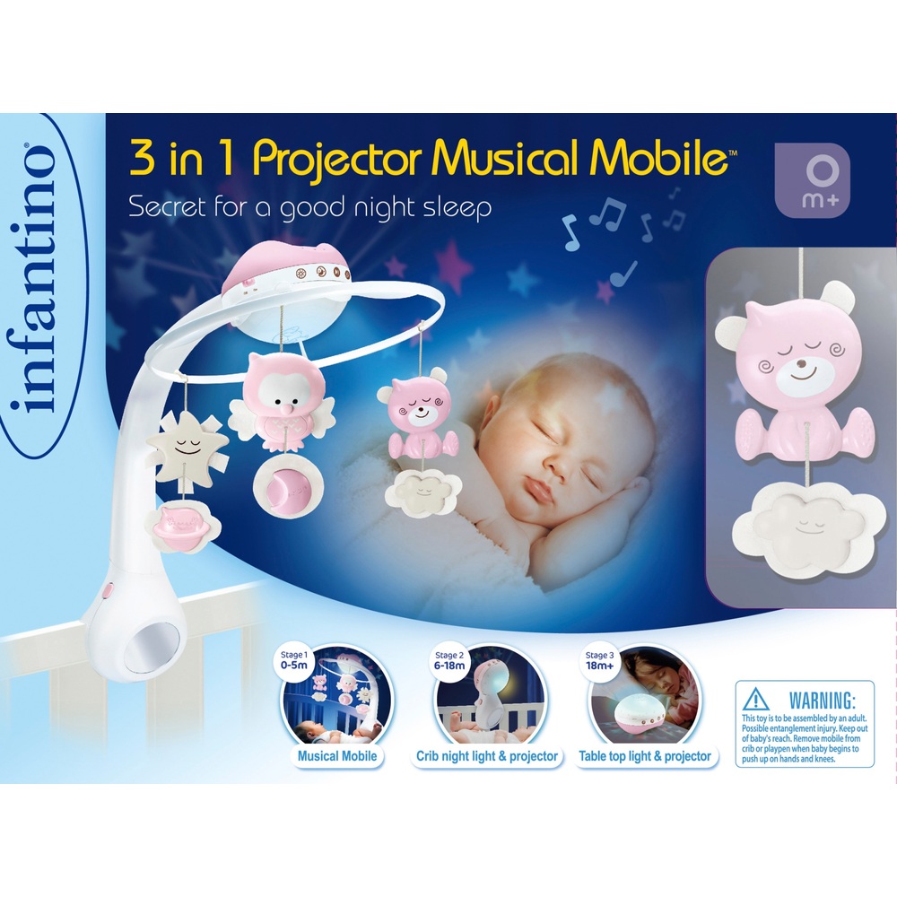 Infantino Mobile 3-in-1 mit Musik und Sternenprojektor rosa | Smyths ...