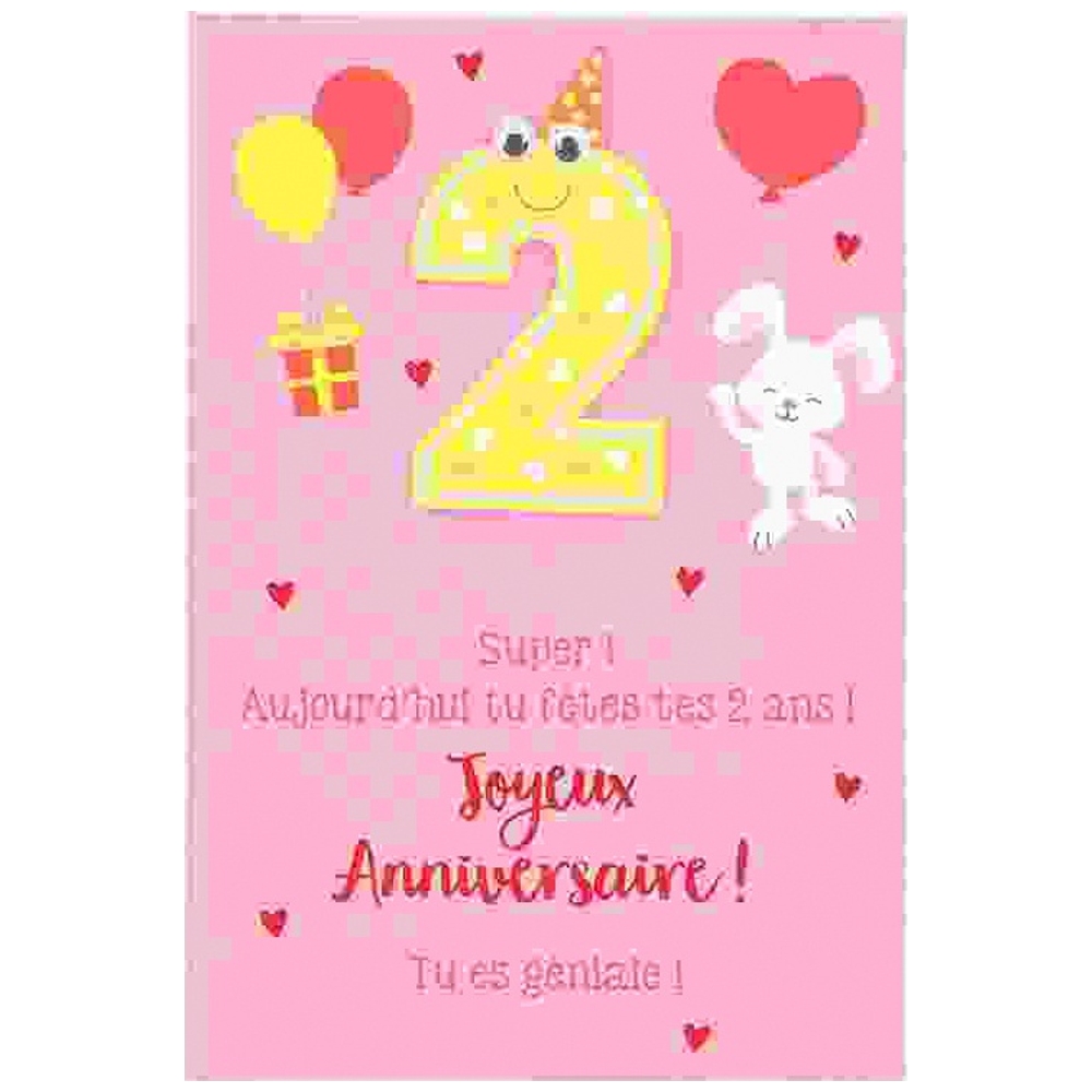 Carte Anniversaire 2 Ans - Rose | Smyths Toys France