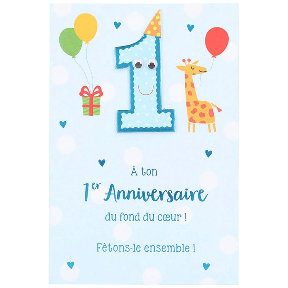 Carte Anniversaire 1 An - Bleu | Smyths Toys France