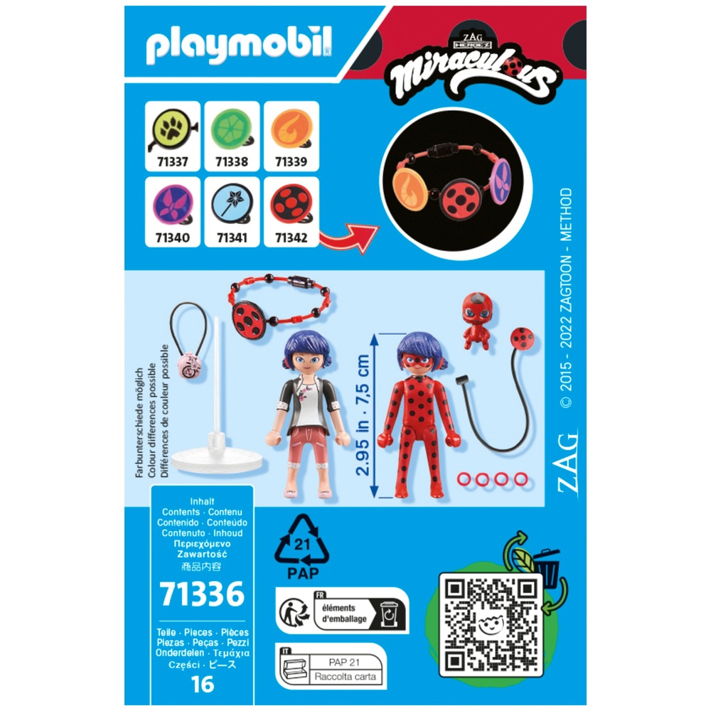 PLAYMOBIL Miraculous 71336 Miraculous: Marinette & Ladybug | Smyths ...
