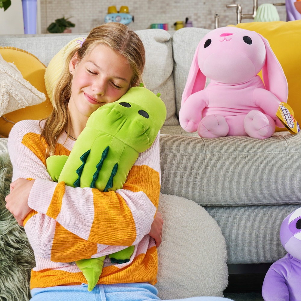 Hug-A-Lumps Hazel the Pink Bunny Weighted Soft Toy by ZURU | Smyths Toys UK