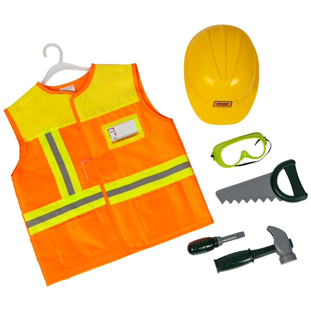 Toddler Construction Worker Vest Costume Builder Dress Up Bundle