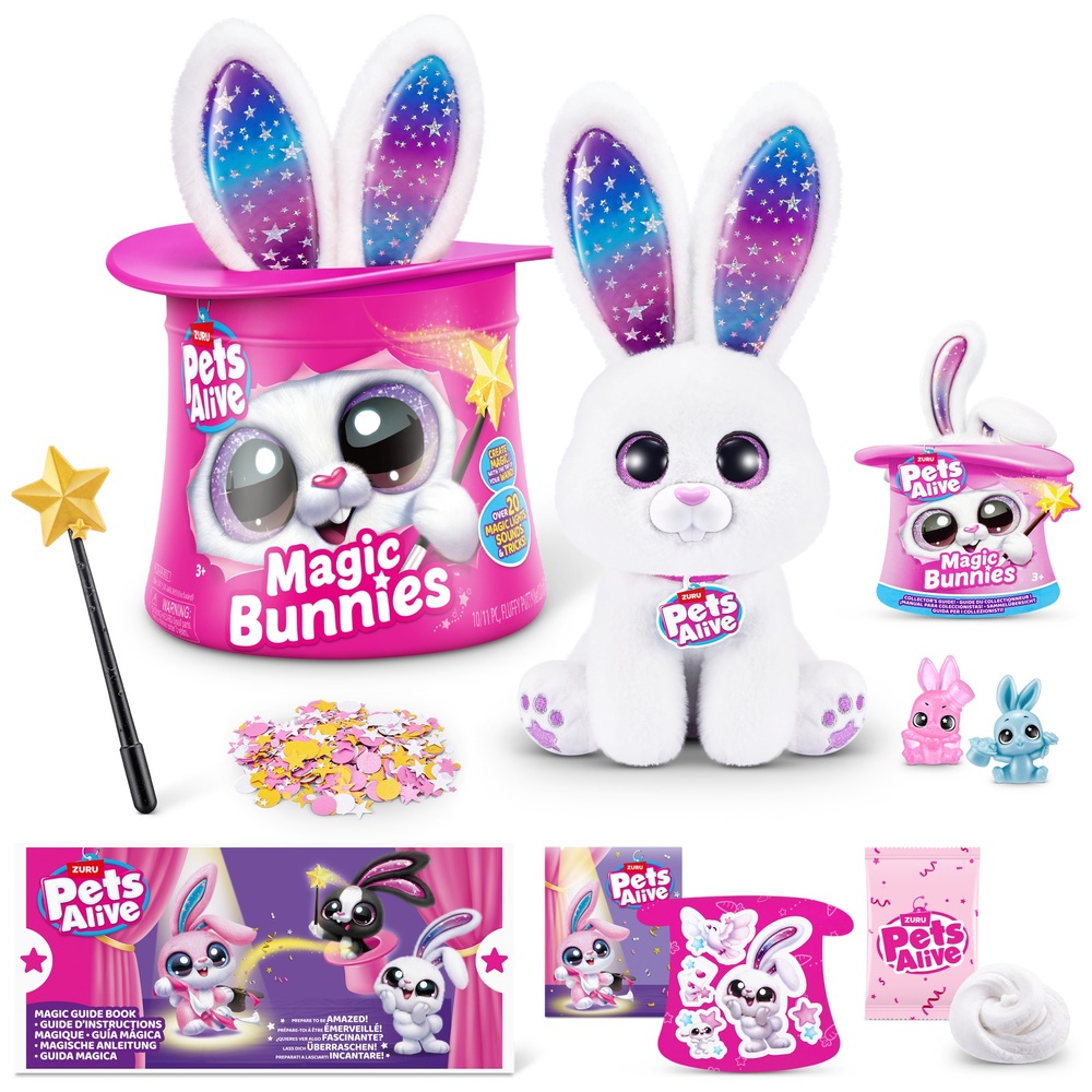 Pets Alive by ZURU Magic Bunnies Interactive Plush Set Pearl White ...