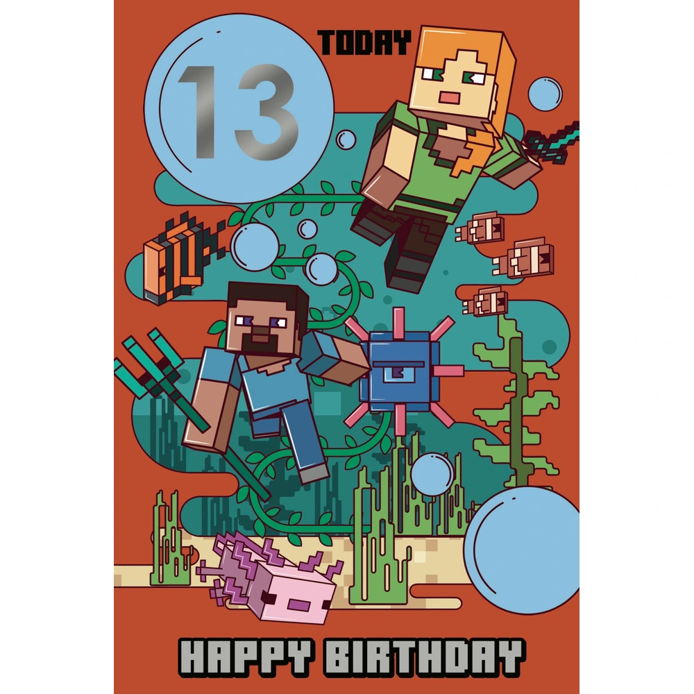 Minecraft Greeting Card Hallmark Minecraft Birthday Card For Kids With