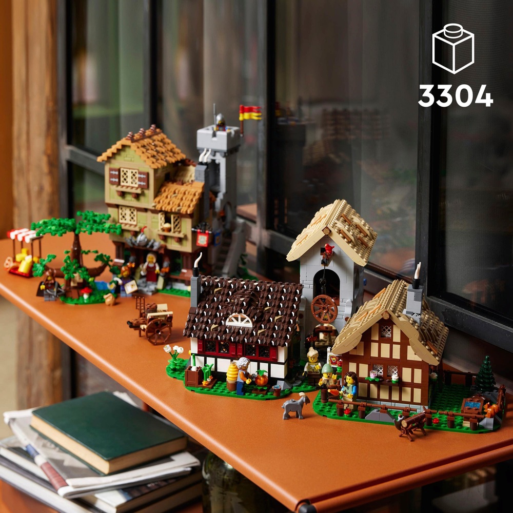 LEGO Icons 10332 Medieval Town Square Market Village Buildings Set for Adults | Smyths Toys UK