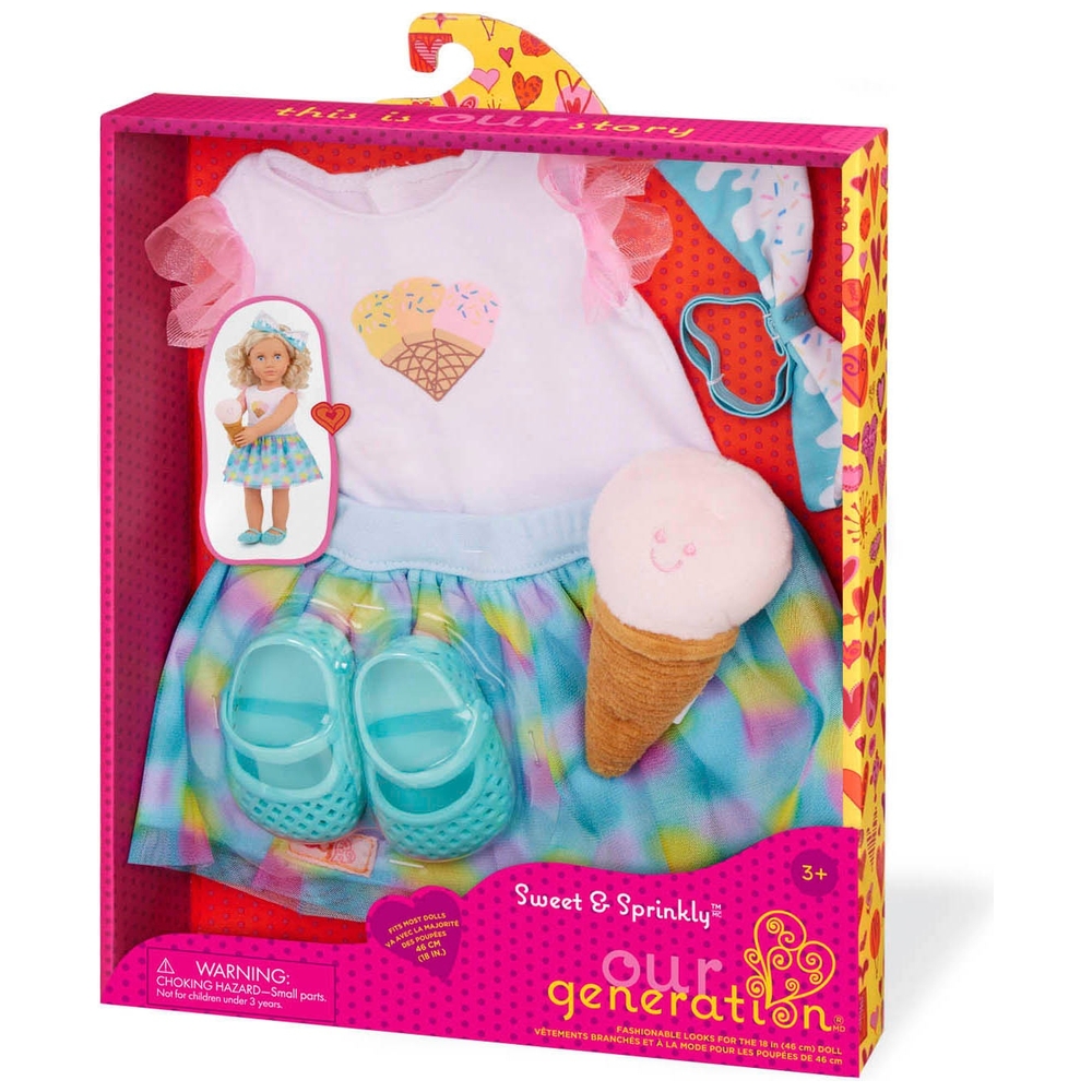 Our Generation Clothes Ice Cream Plush Sweet & Sprinkly Doll Outfit ...