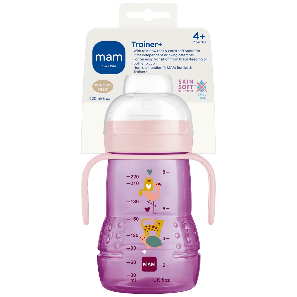 MAM 2-in-1 Trainer Sippy Cup 4 Months+ 220ml Pink | Smyths Toys UK