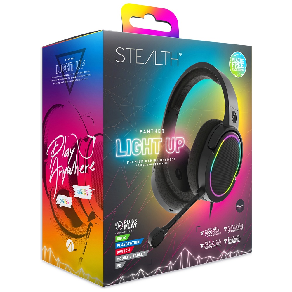 Stealth Panther LED Light-Up Multi-Format Gaming Headset - Black ...