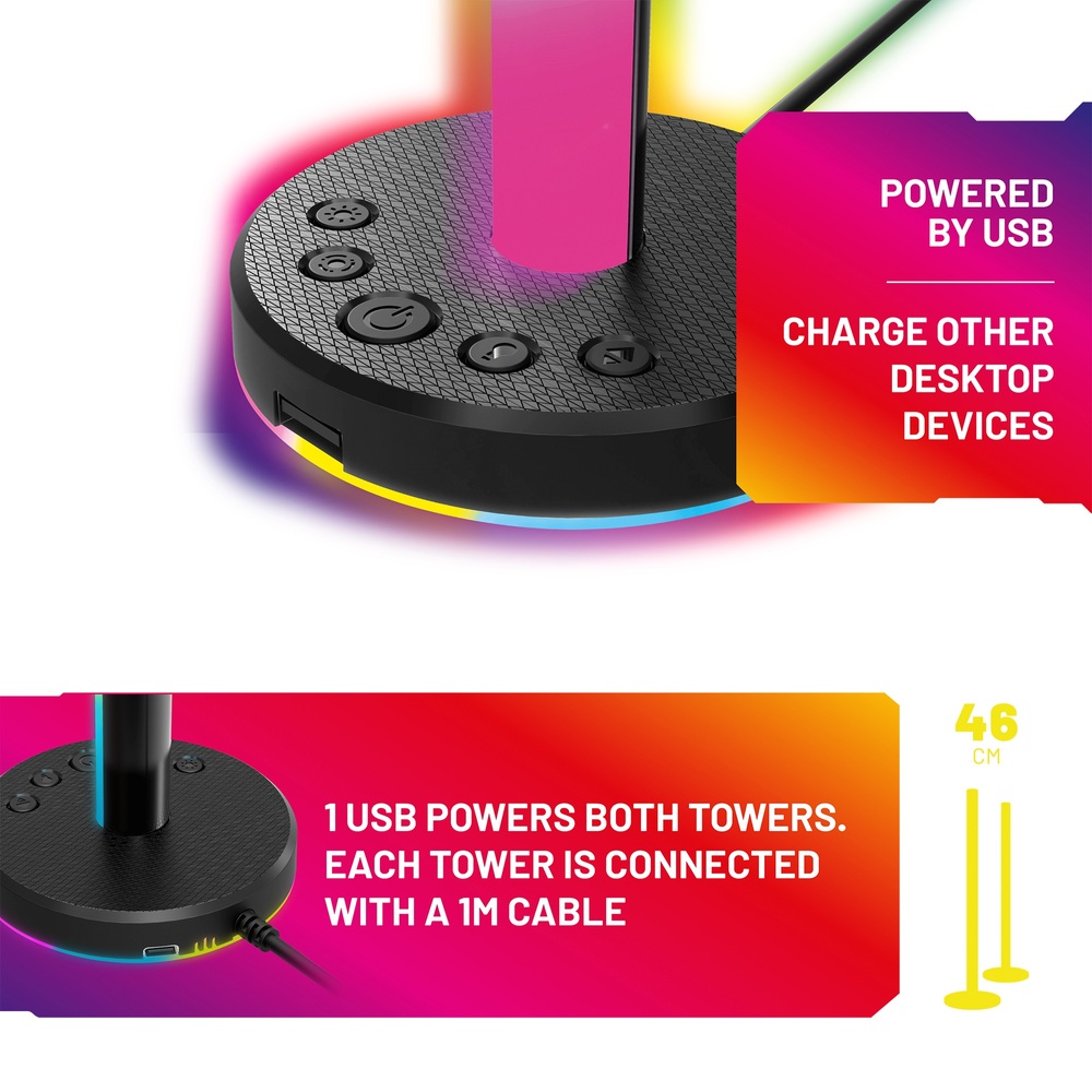 STEALTH Light-Up Gaming Monitor LED Tower Lights mit USB-Ports | Smyths ...