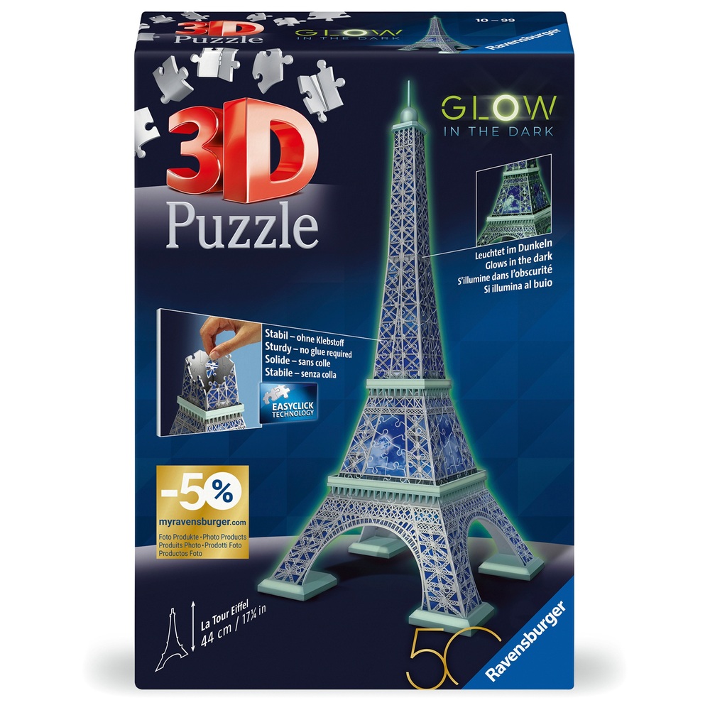 Ravensburger 3D Puzzle Eiffelturm Glow-in-the-Dark Edition | Smyths Toys Deutschland