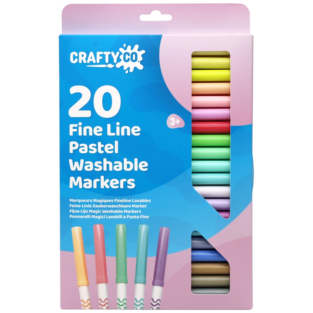 Crafty Co. Washable Markers Fine Tip Pastel Set 20 Piece | Smyths Toys UK