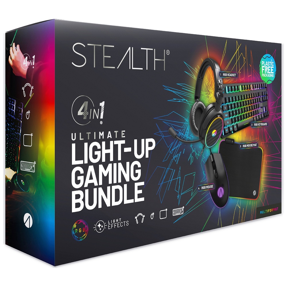 STEALTH Light-Up Gaming Bundle mit Headset, Maus, Mauspad und Tastatur ...