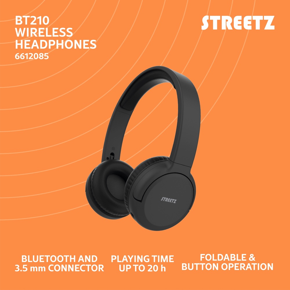 Streetz BT210 Bluetooth On-Ear Headphones Black | Smyths Toys UK