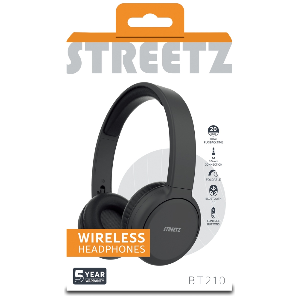 Streetz BT210 Bluetooth On-Ear Headphones Black | Smyths Toys UK