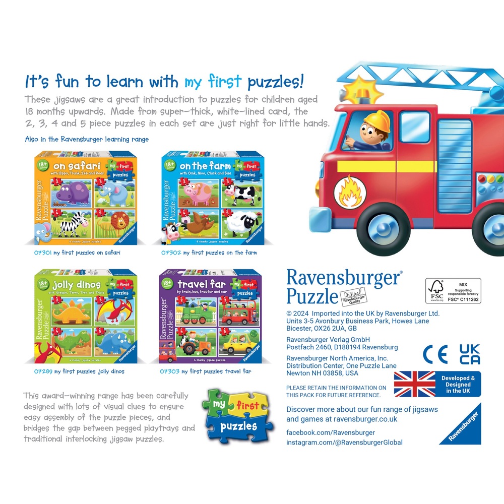 Ravensburger My First Puzzles Rescue Vehicles 4 Pack | Smyths Toys Ireland