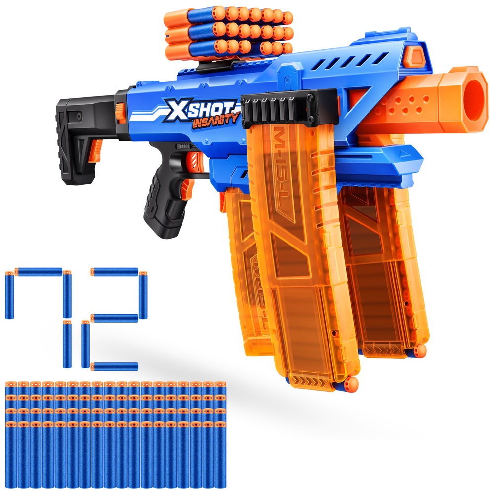 XSHOT By ZURU Insanity Motorised Clip Mania Blaster With 72 Darts XSHOT By ZURU Insanity Motorised Clip Mania Blaster With 72 Darts