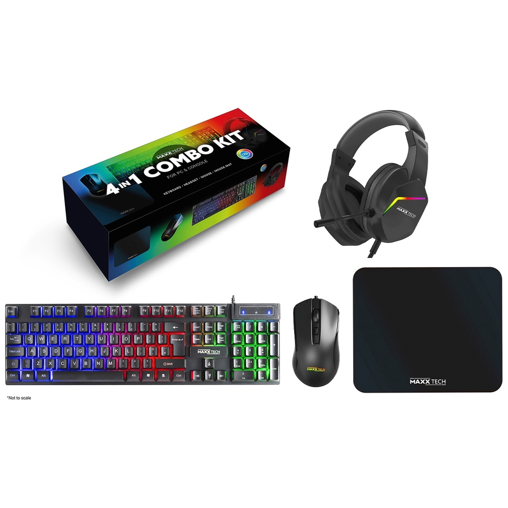 Maxx Tech 4-in-1 Combo Kit Gaming PC Accessories Bundle | Smyths Toys UK