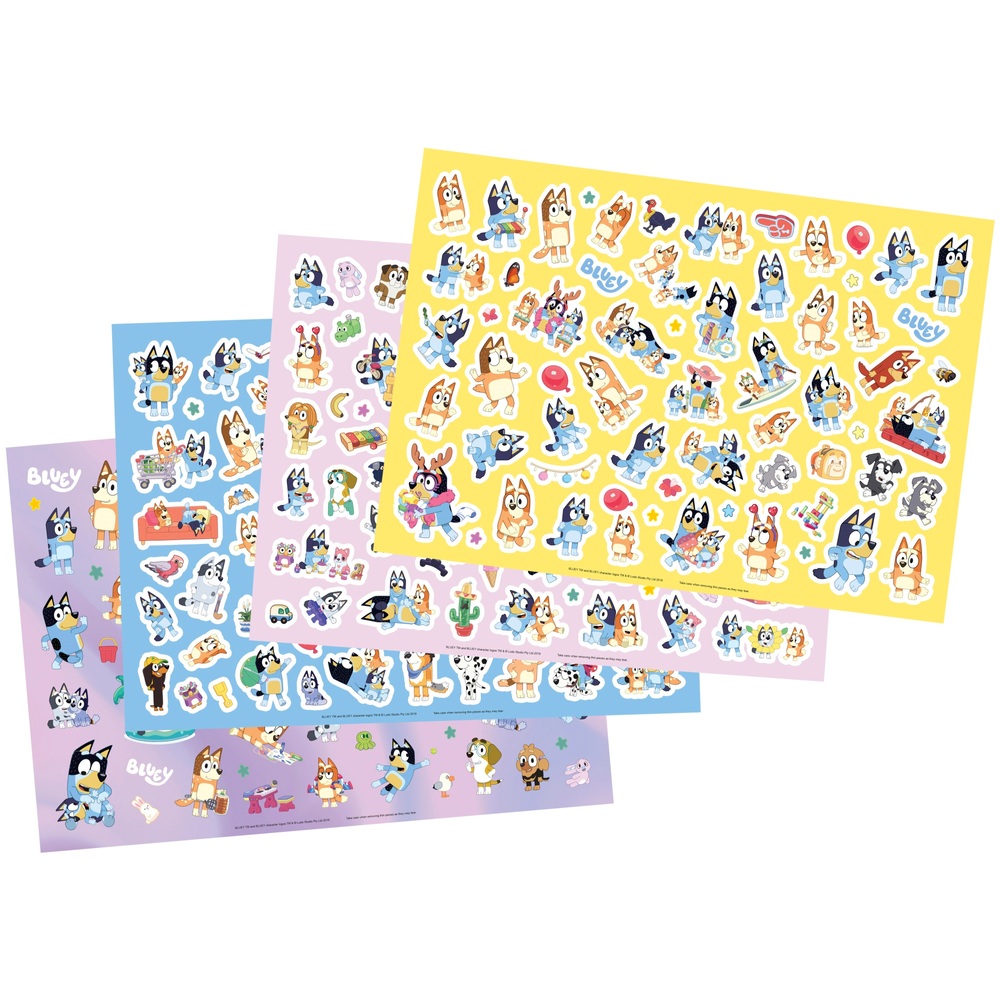 Bluey Colouring Pages Sticker Pad with 250 Reusable Stickers | Smyths ...