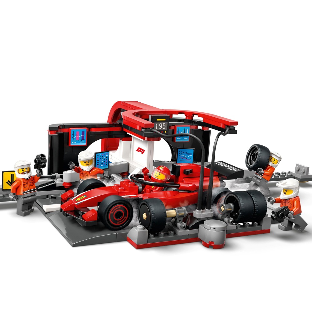 LEGO City 60443 F1 Boxenstopp mit Boxencrew und Ferrari Flitzer ...