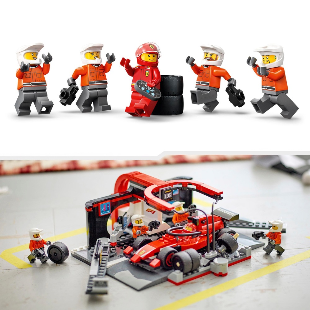 LEGO City 60443 F1 Pit Stop & Pit Crew with Ferrari Car Set | Smyths ...