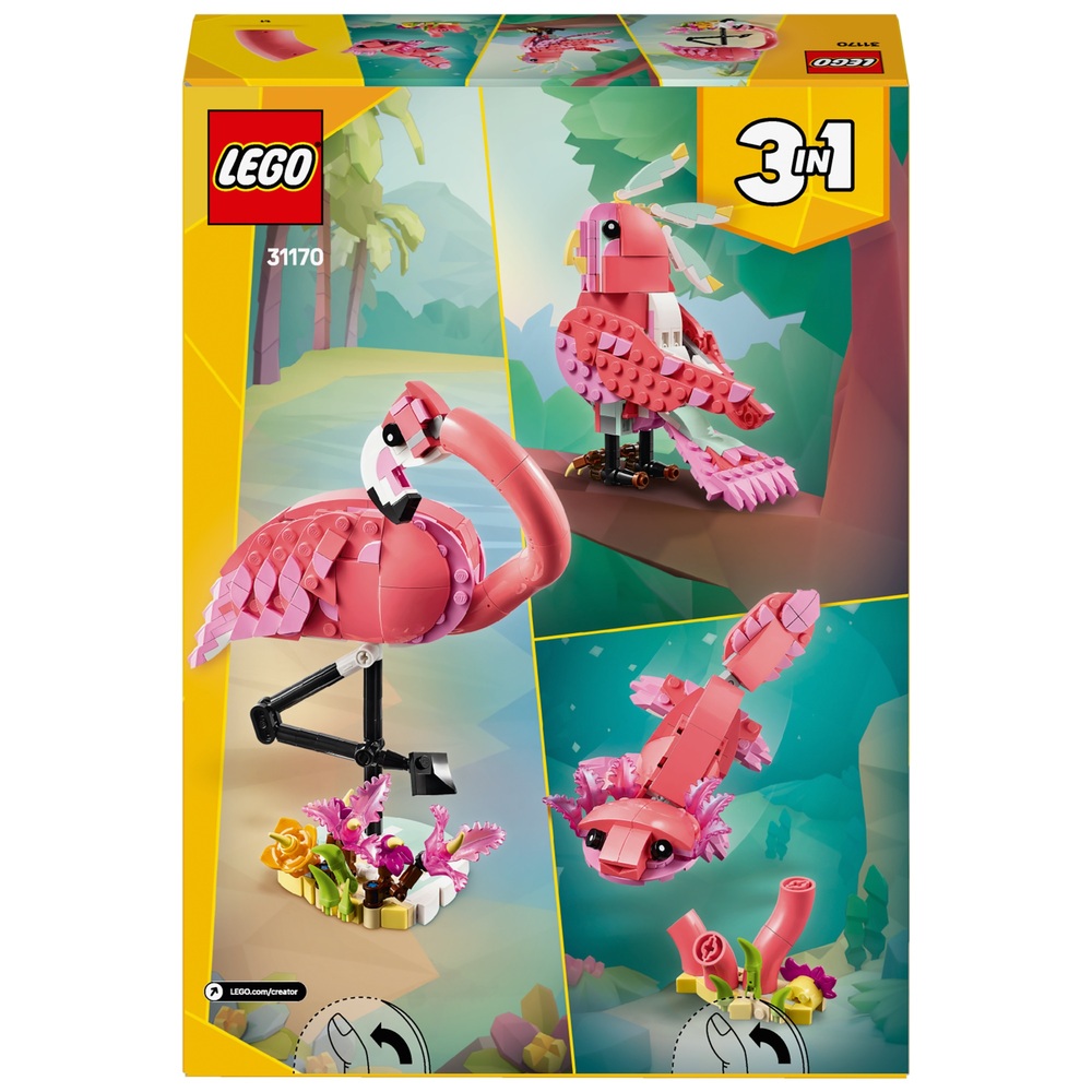 LEGO Creator 31170 3-in-1 Wild Animals: Pink Flamingo Set | Smyths Toys UK