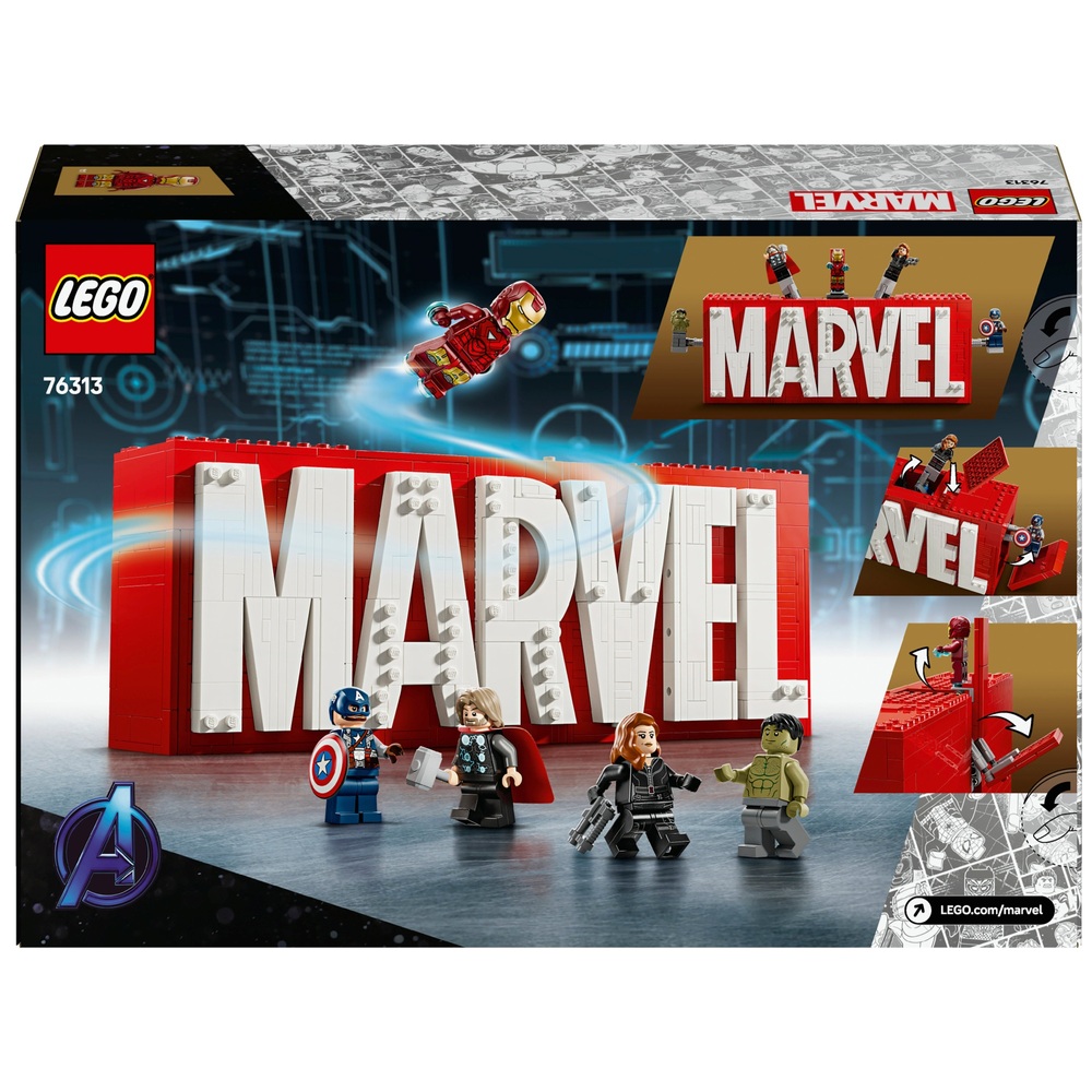 LEGO Marvel 76313 MARVEL Logo & Minifigures Set | Smyths Toys UK