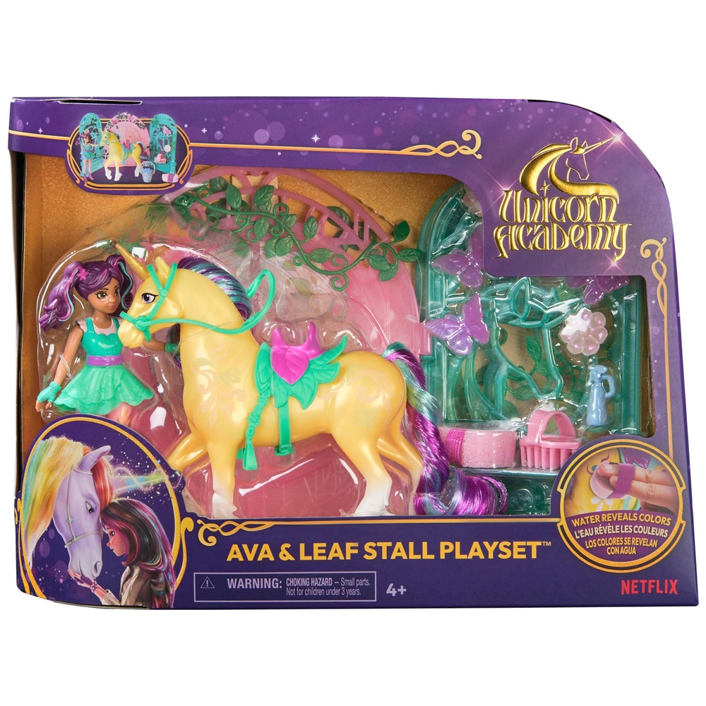 Unicorn Academy Stall-Set mit Ava-Puppe und Einhorn Leaf | Smyths Toys ...