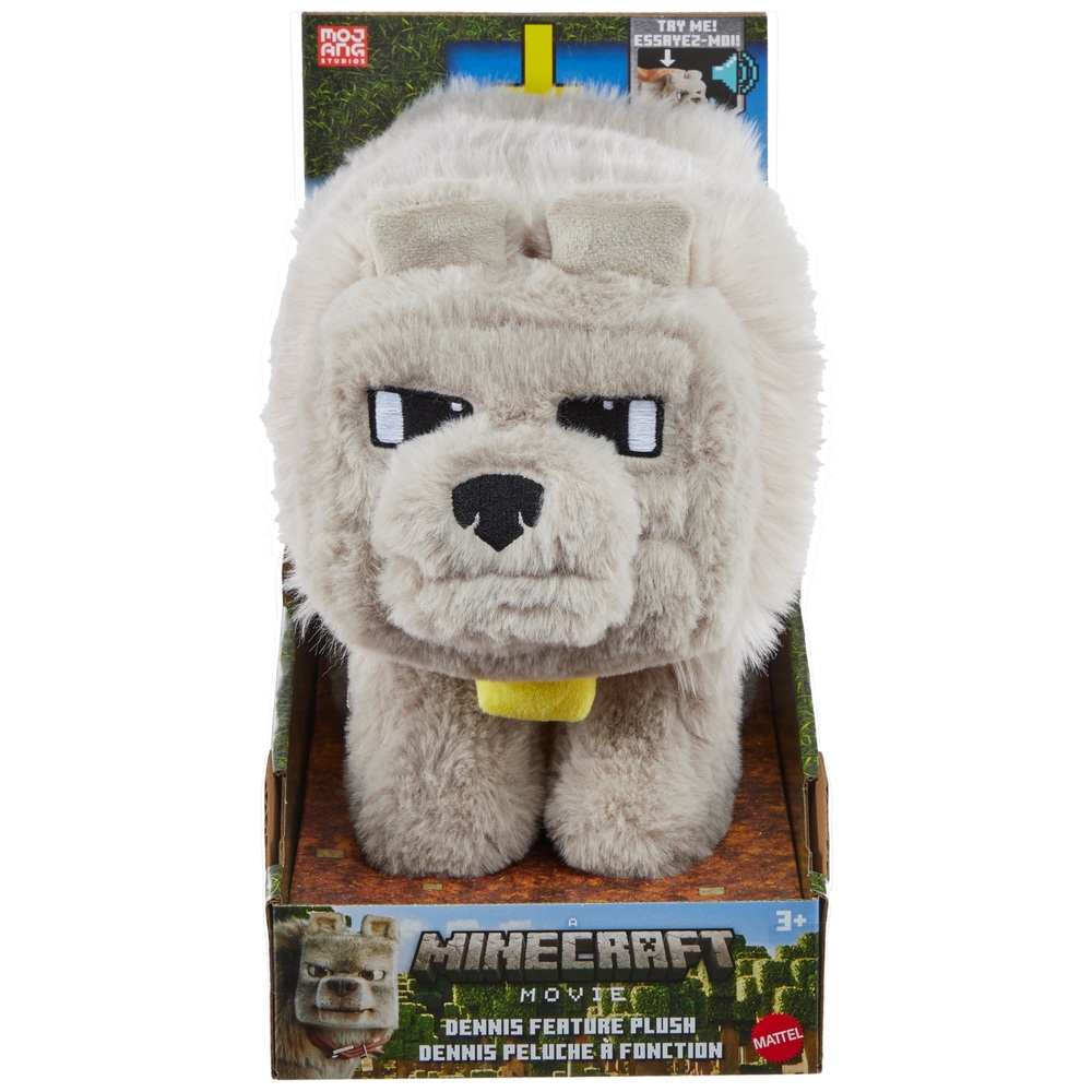 Minecraft Movie Interactive Plush Dennis the Wolf | Smyths Toys UK