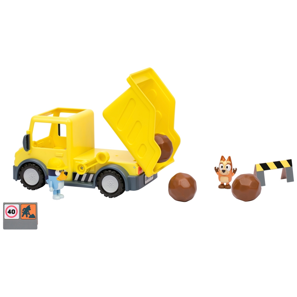 Bluey's Dump Truck with Hard-Hat Bluey and Muddy Bingo Figures | Smyths ...