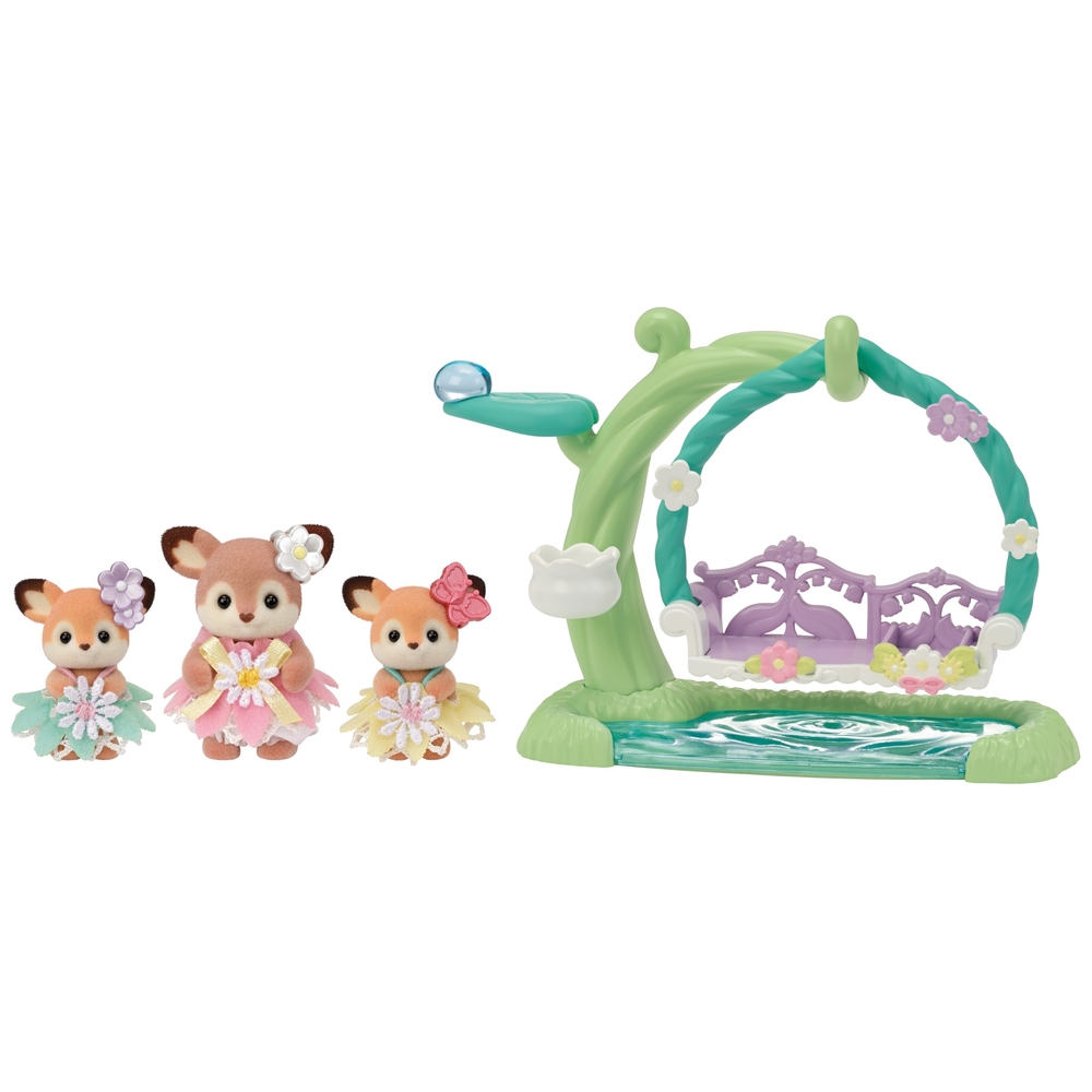 Sylvanian Families Deer Babies Floral Swing Set | Smyths Toys UK