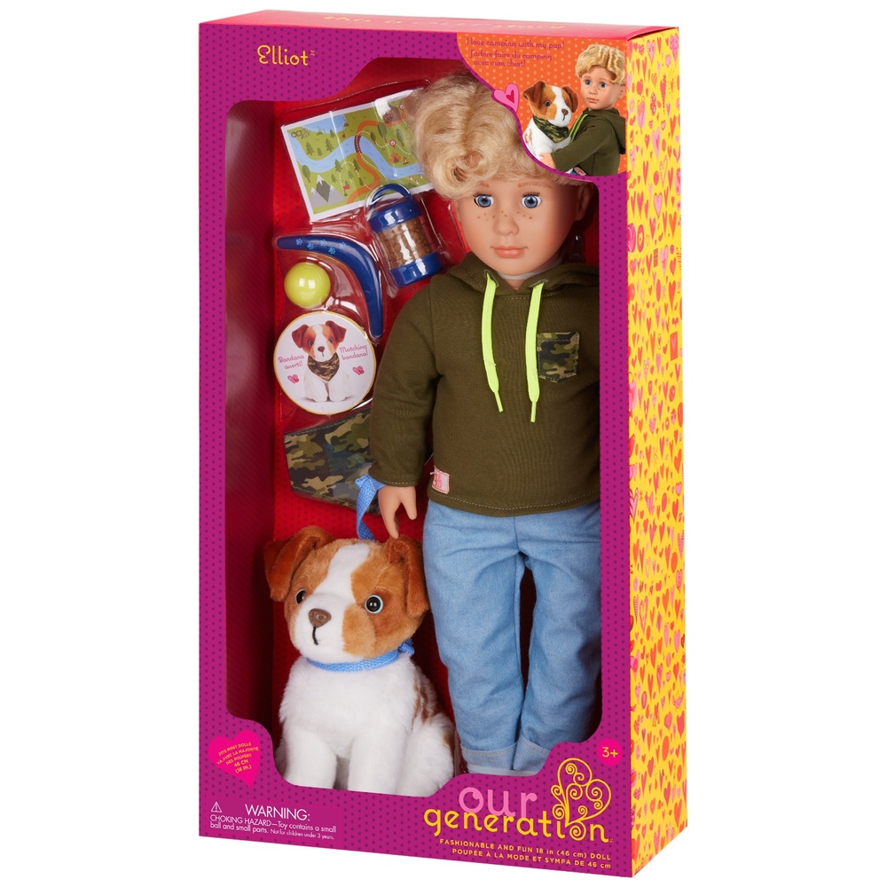 Our Generation Doll Elliot and Australian Shepherd Dog | Smyths Toys ...